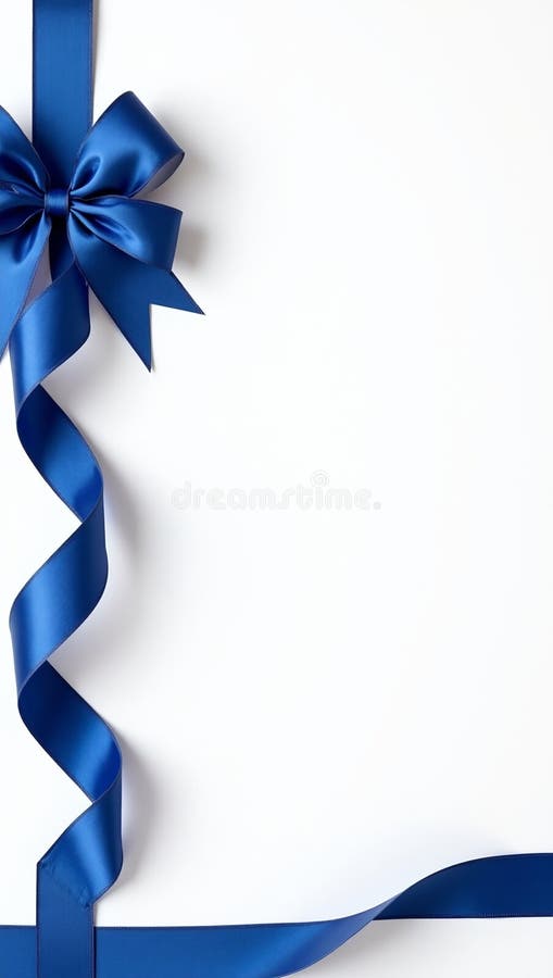 Elegant Royal Blue Ribbon and Bow on White Background Stock ...