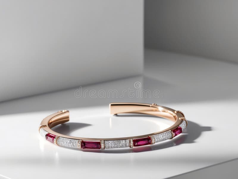 Elegant Ruby Bangle Bracelet with Sleek Design and Sparkling Accents Stock Photo - Image of ...