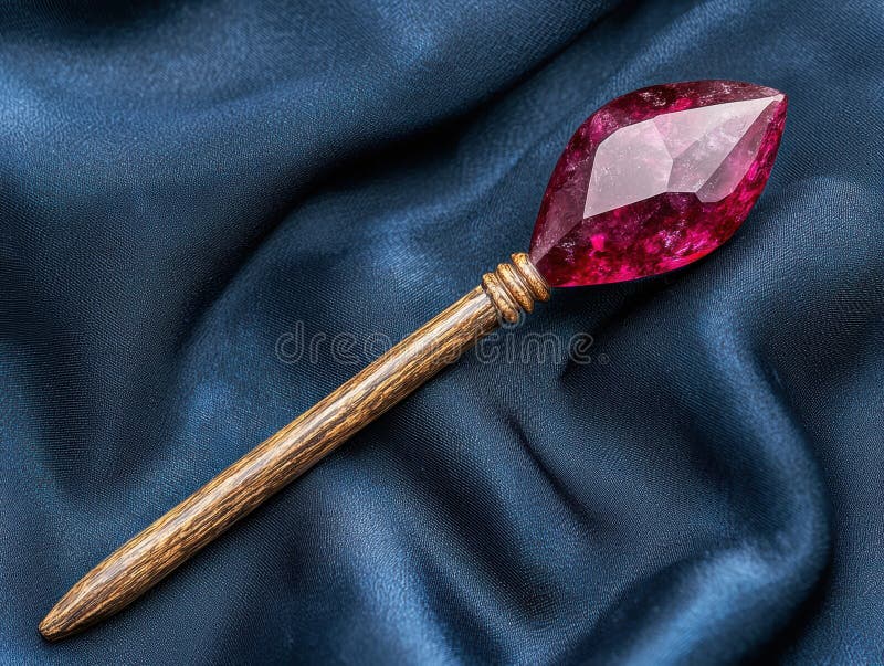 Elegant Ruby Crystal on Dark Blue Fabric Stock Illustration ...