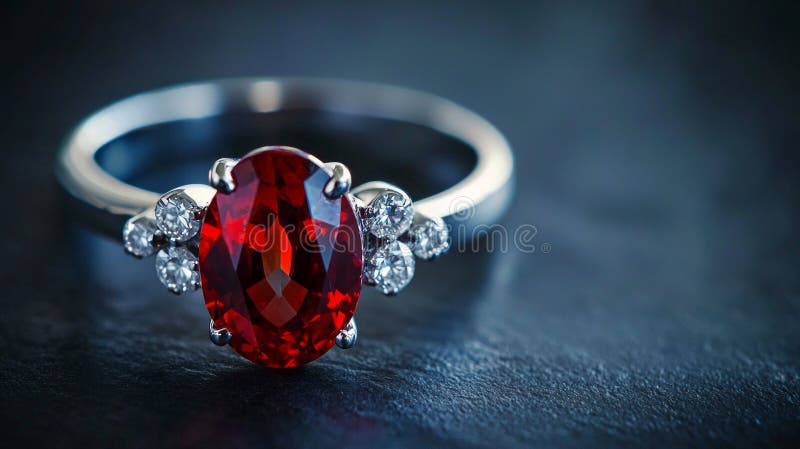 Elegant Ruby and Diamond Ring on Dark Background Displaying Luxury ...