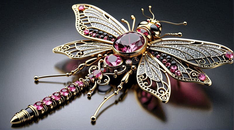 Elegant Ruby Dragonfly stock illustration. Illustration of ruby - 323593597