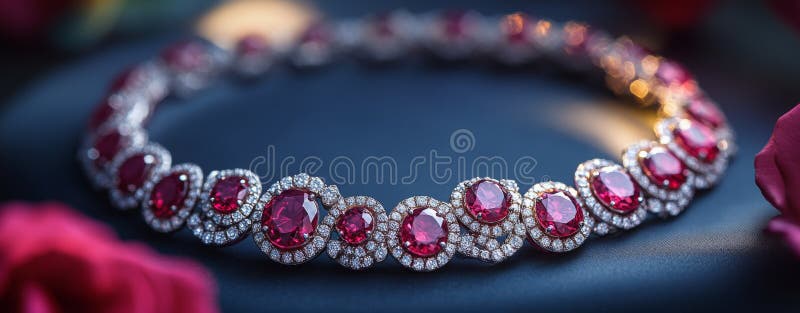 Elegant Ruby Necklace with Diamond Accents Displayed Stock Illustration ...