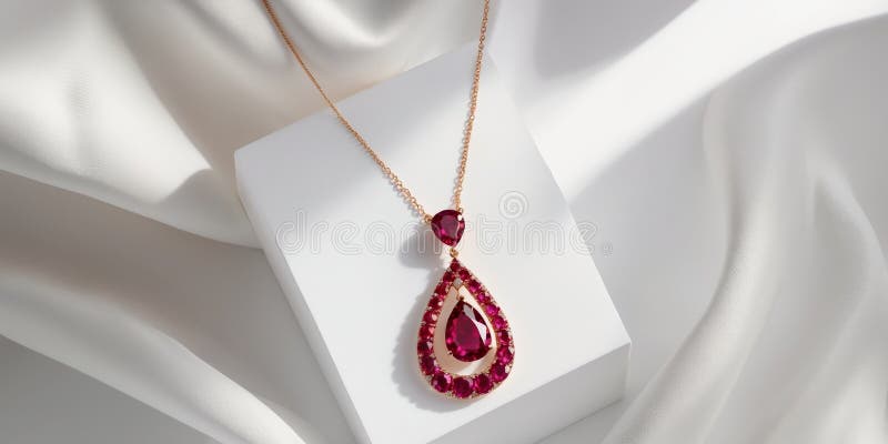 Elegant Ruby Necklace with Teardrop Design for Fashion Enthusiasts ...