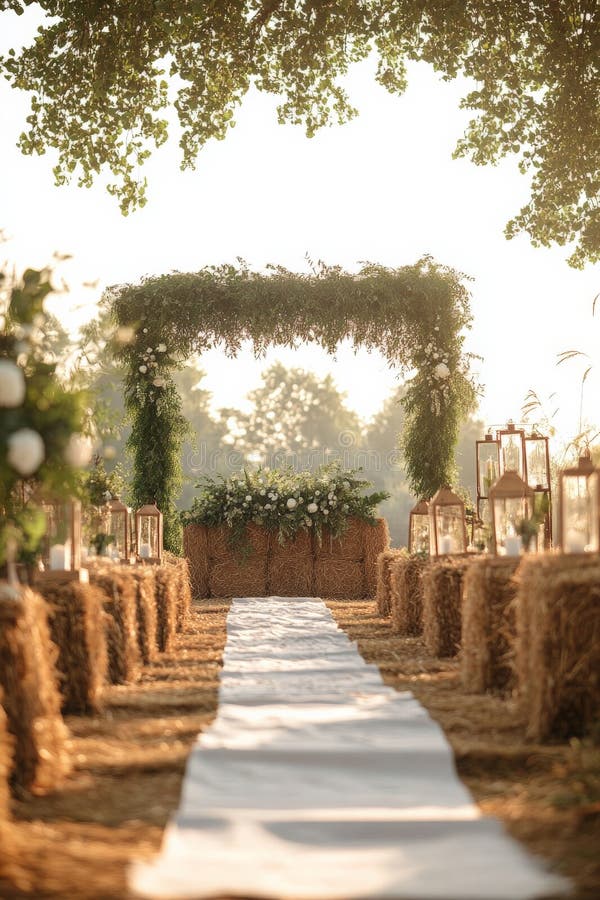 Elegant Rustic Wedding with a Stunning Greenery-draped Altar, Framed by ...