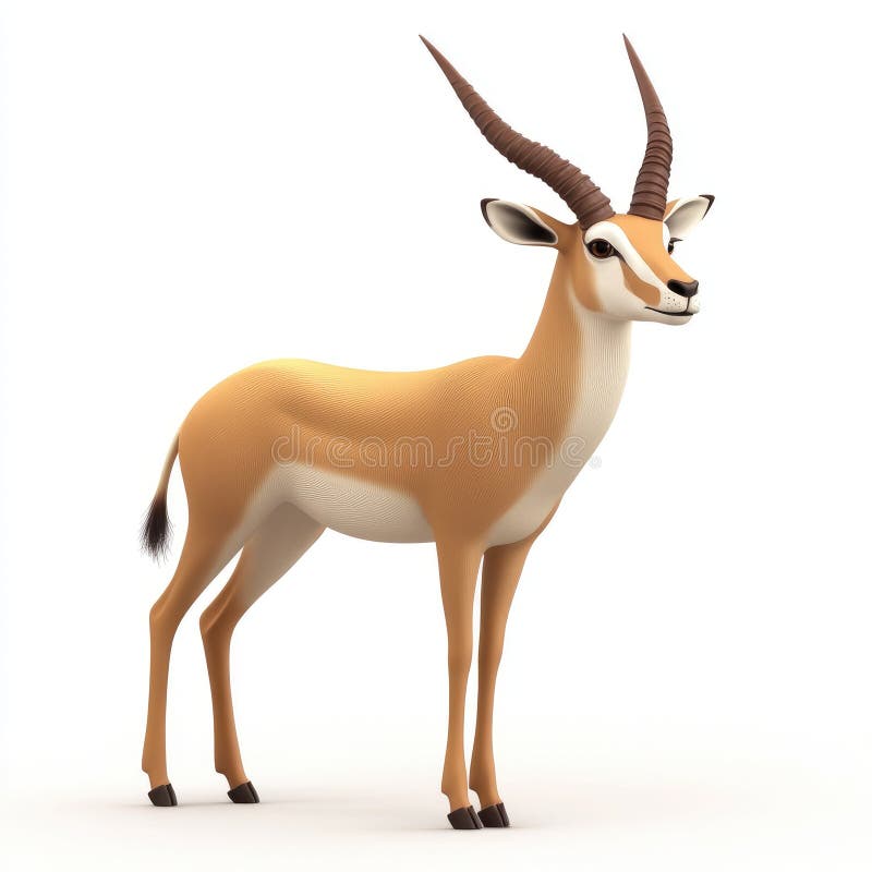 Elegant Sable Antelope, 3D Render on White Background Stock ...