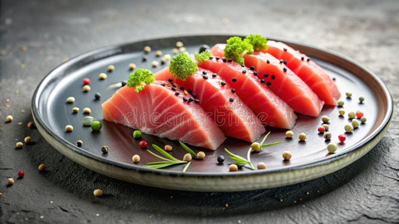 Elegant Sashimi Presentation Fresh, Raw Fish Slices Garnished with ...