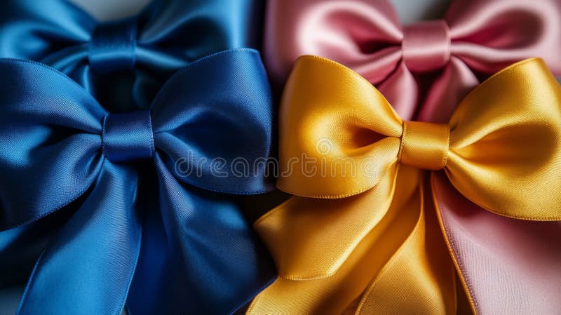 Elegant Satin Ribbon Bows in Various Colors Stock Illustration ...