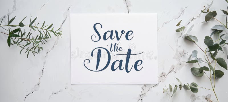Elegant Save the Date Design with Bold Typography on Marble Background ...