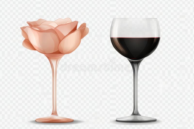 Elegant Scene is Created with Stylish Rose Wine Glasses Stock ...