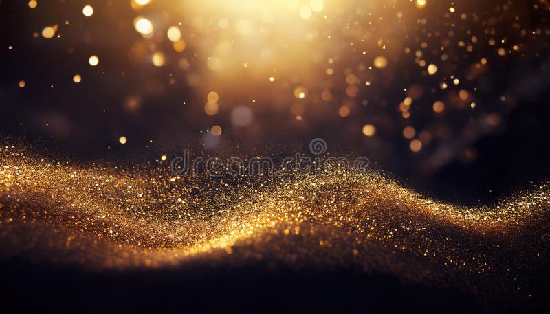 Elegant Scene of Gold Glitter Particles Flowing Underwater, Creating ...