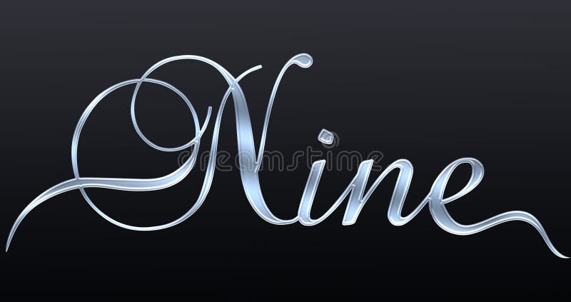 9 in Silver Words stock illustration. Illustration of shiny - 378816166