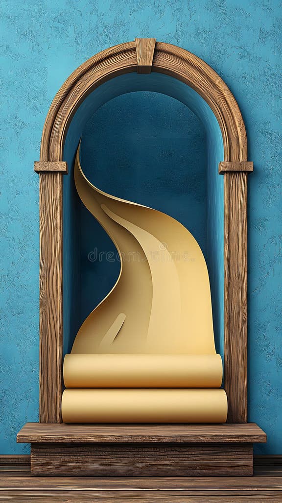 Elegant Scroll Design in Wooden Frame Stock Illustration - Illustration ...