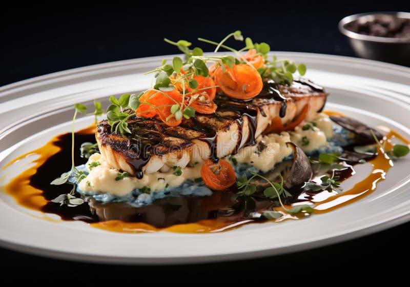 Elegant Seafood Dish in a Gourmet Style. Generative AI Stock ...