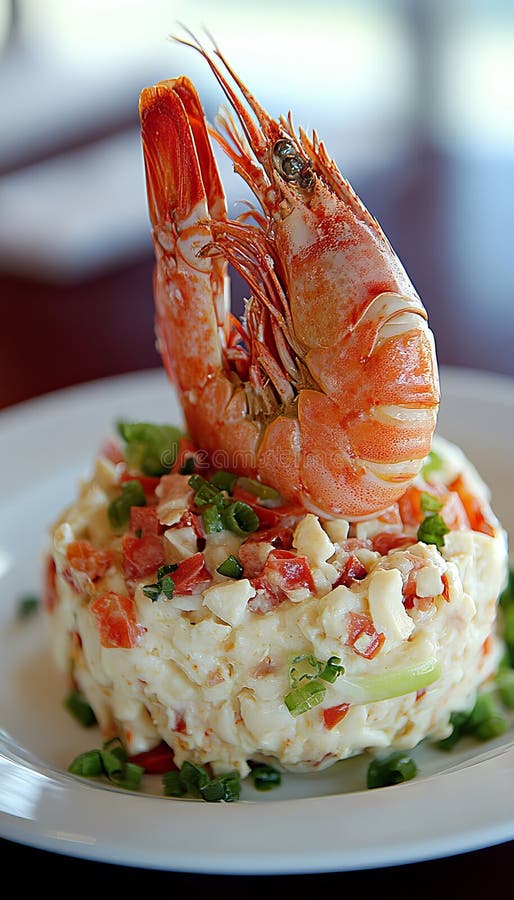 Elegant Seafood Salad Presentation, Featuring Fresh Shrimp, Fine Dining ...