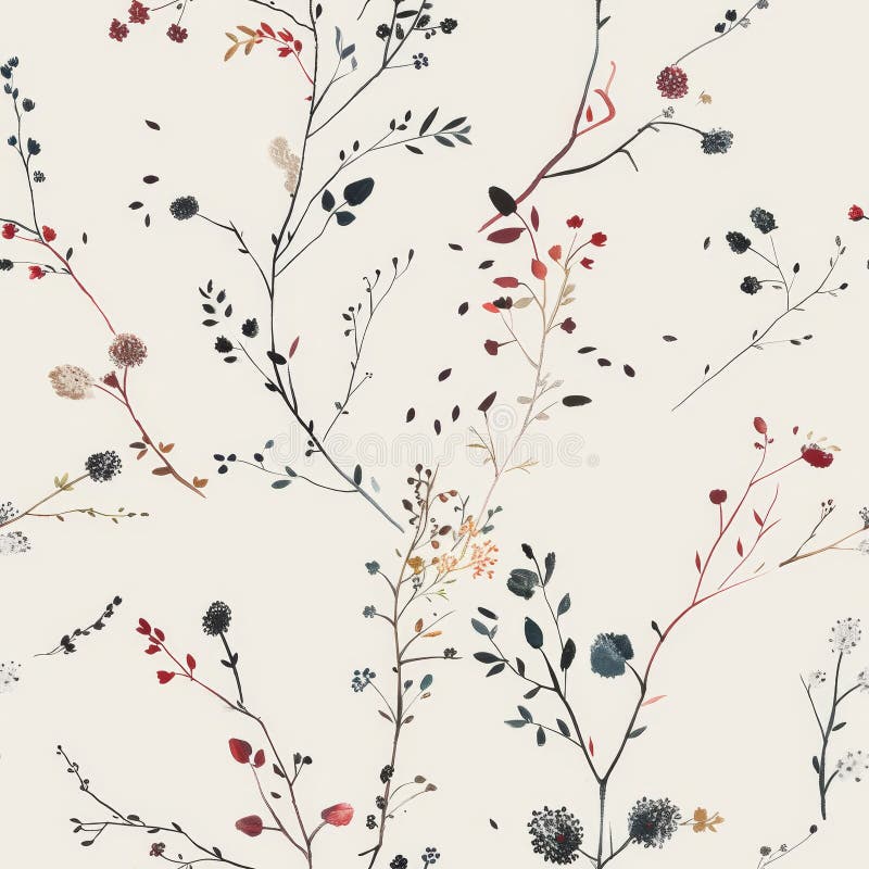 Elegant Seamless Floral Pattern with Vintage Botanical Elements Stock ...