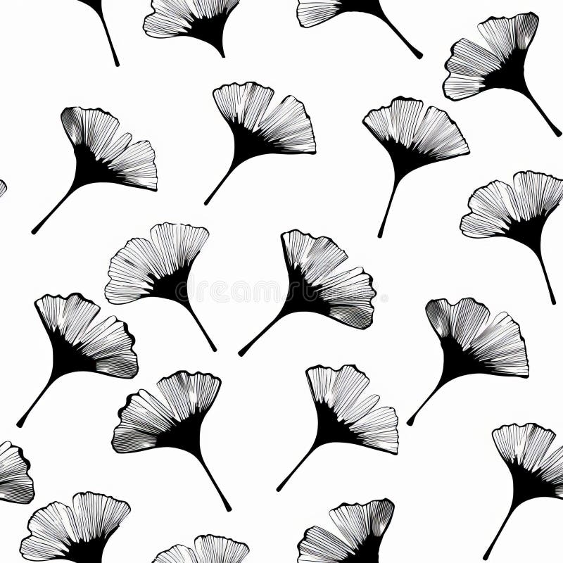 Elegant Seamless Ginkgo Leaf Pattern Showcasing Unique Shape and Deep ...