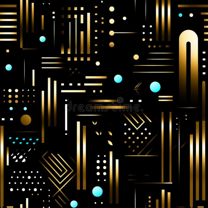 Elegant Seamless Gold Geometric Pattern Vectors with Abstract Lines on ...