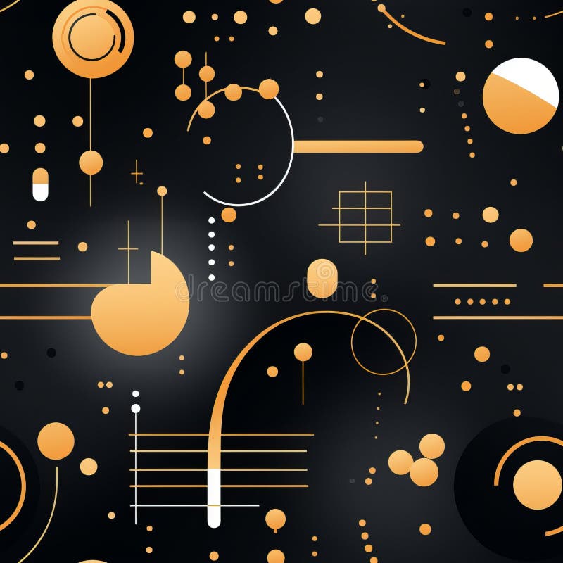 Elegant Seamless Gold Pattern with Abstract Geometric Lines on Black ...