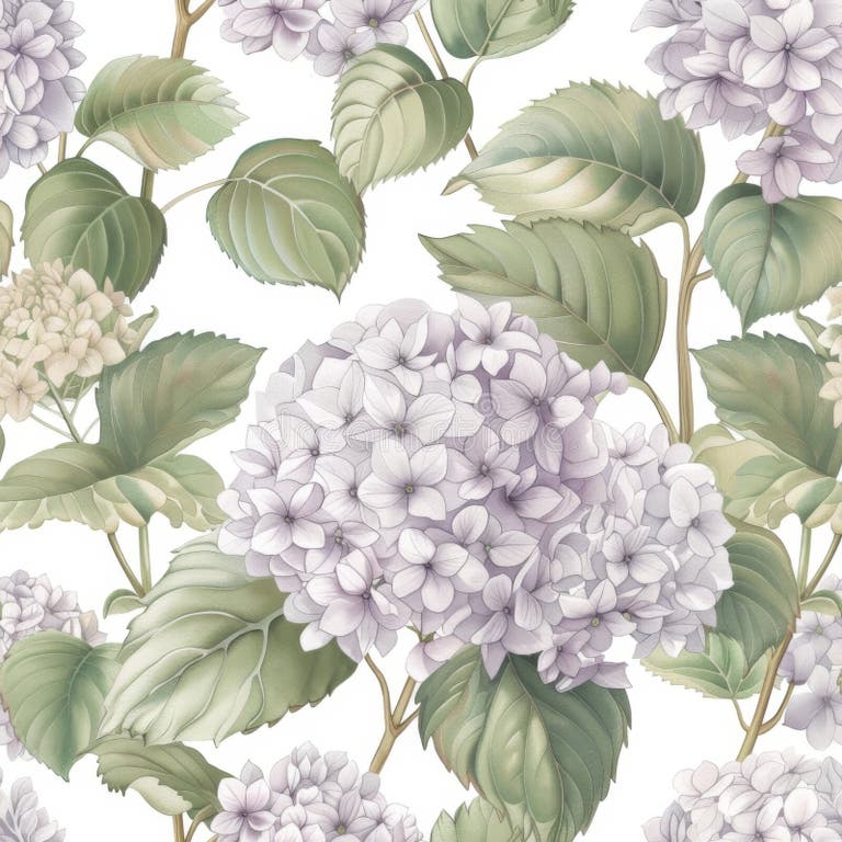 Elegant Seamless Hydrangea Floral Pattern Background. Stock Image ...