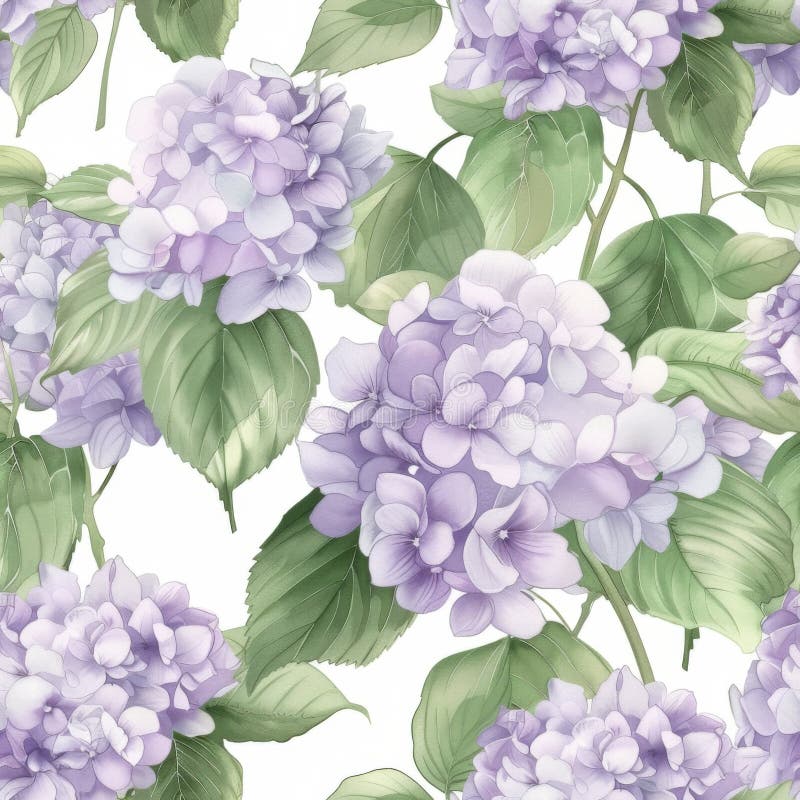 Elegant Seamless Hydrangea Flower Pattern in Pastel Colors Stock Photo ...