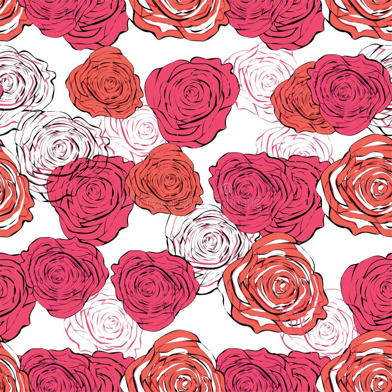 Elegant Seamless Pattern with Beautiful Pink Roses for Your Design ...