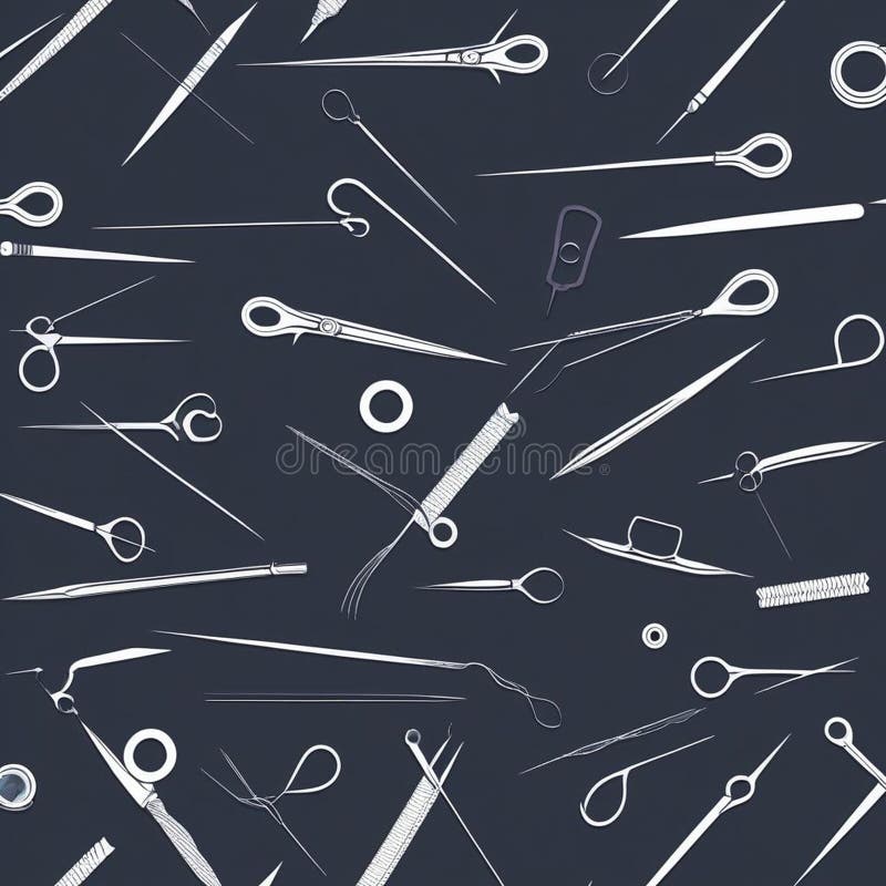 Minimal Sewing Needle & Tailoring Concept Seamless Pattern Stock ...