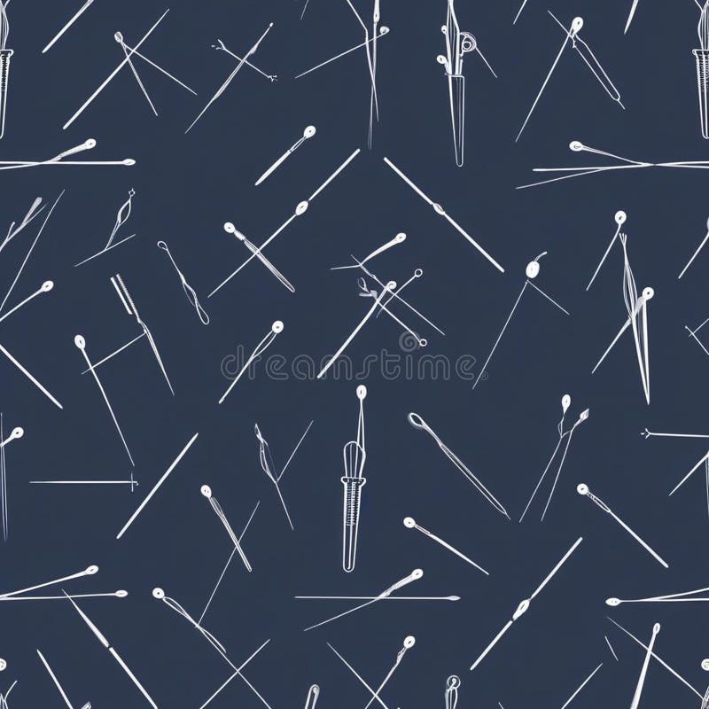 Minimal Sewing Needle & Tailoring Concept Seamless Pattern Stock ...