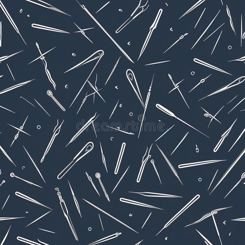 Minimal Sewing Needle & Tailoring Concept Seamless Pattern Stock ...