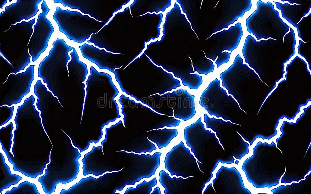 Abstract Blue Electric Lightning Seamless Pattern Vector Illustration ...