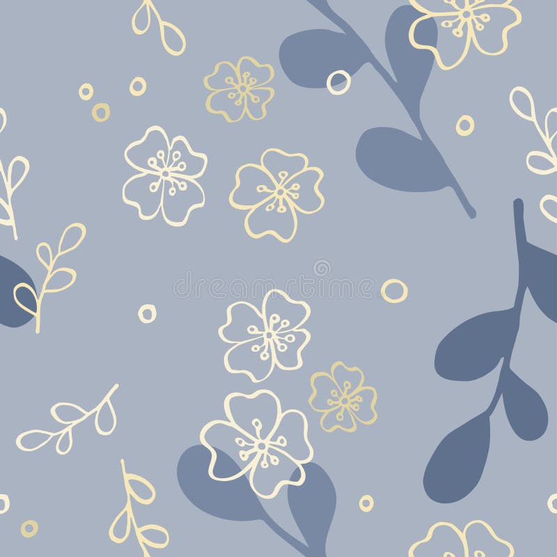 Elegant Seamless Pattern with Flowers and Sprigs. Stock Vector ...