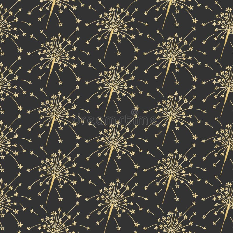 Elegant Seamless Pattern with Golden Fireworks Stock Illustration ...