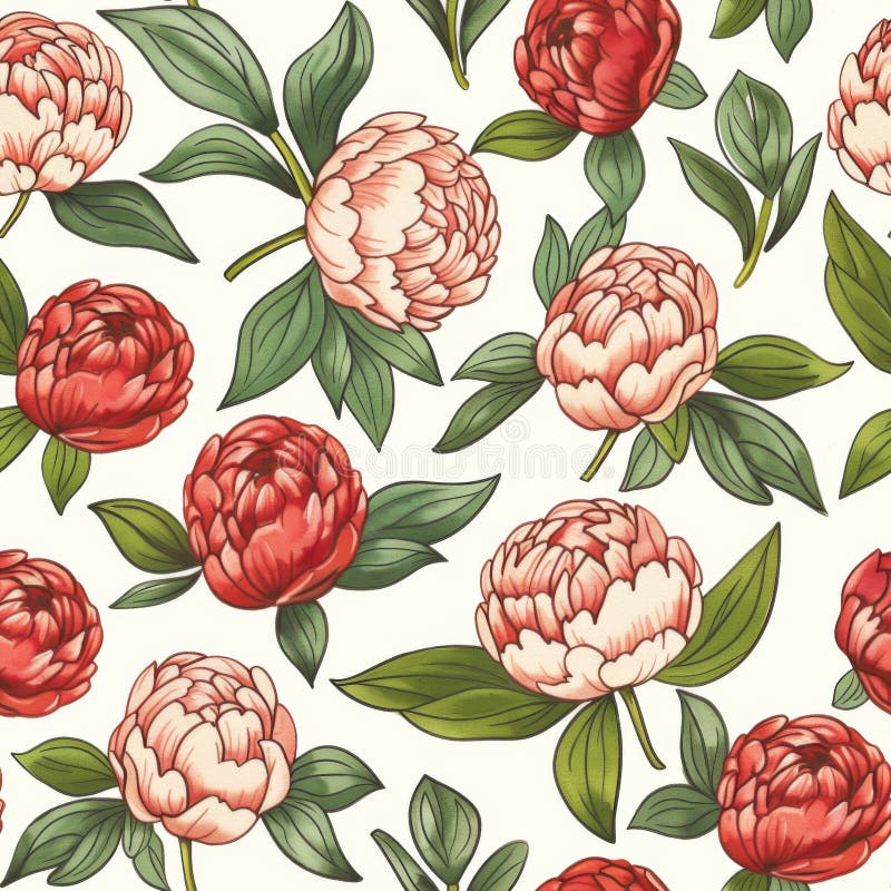 Elegant Seamless Peony Pattern for Wallpaper and Textile Design. Stock Image - Image of fabric ...