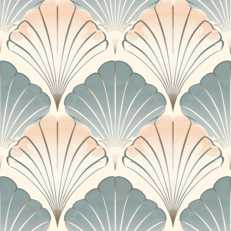 Elegant Seashell and Wave Pattern Textile Design Stock Photo - Image of ...