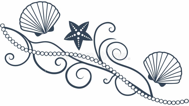 Elegant Seashells and Pearl String Border, Vector Design Generative AI ...