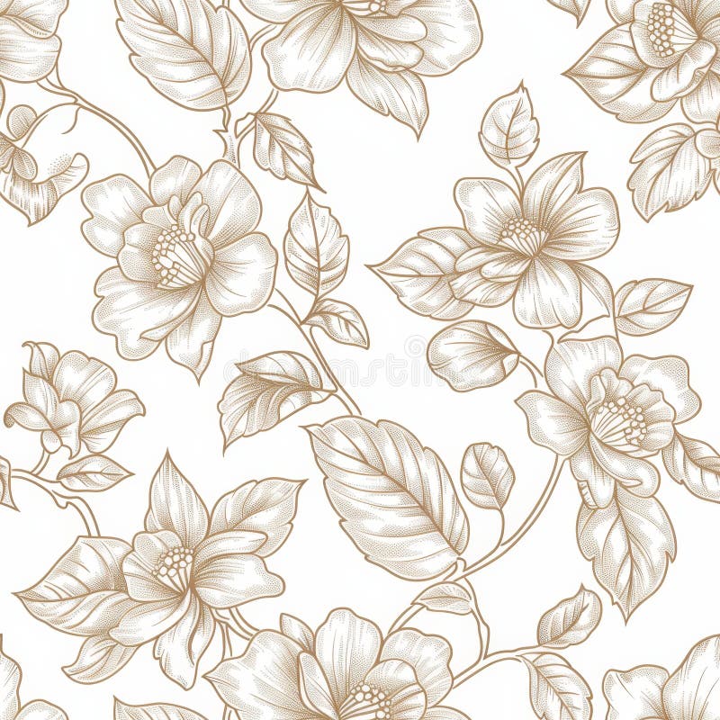 Elegant Sepia-Toned Floral Pattern Wallpaper Design Stock Image - Image ...