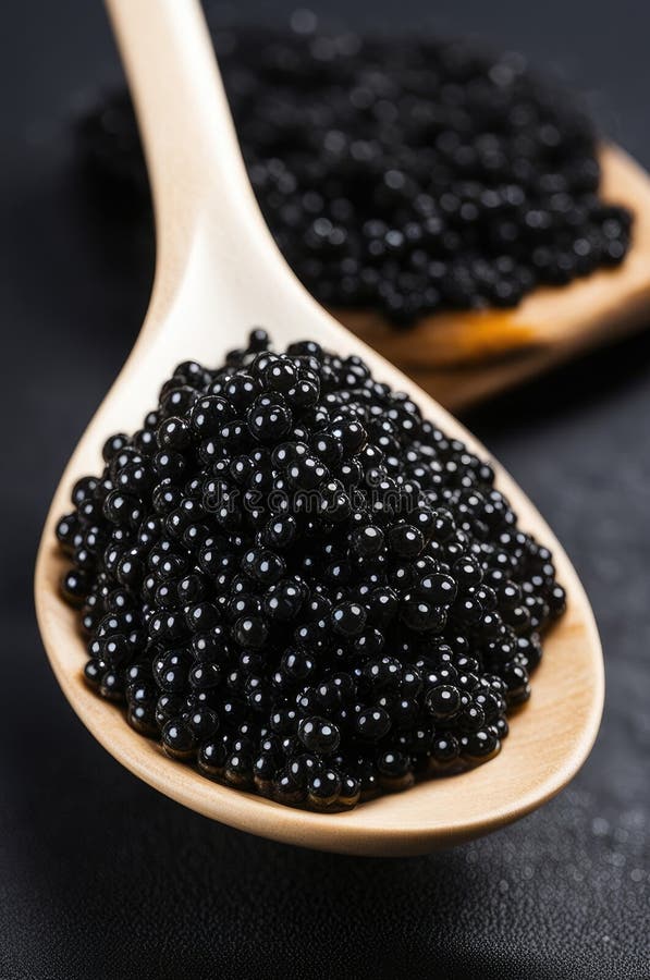 Serving of Black Caviar in Spoon Stock Image - Image of elegant, dining ...