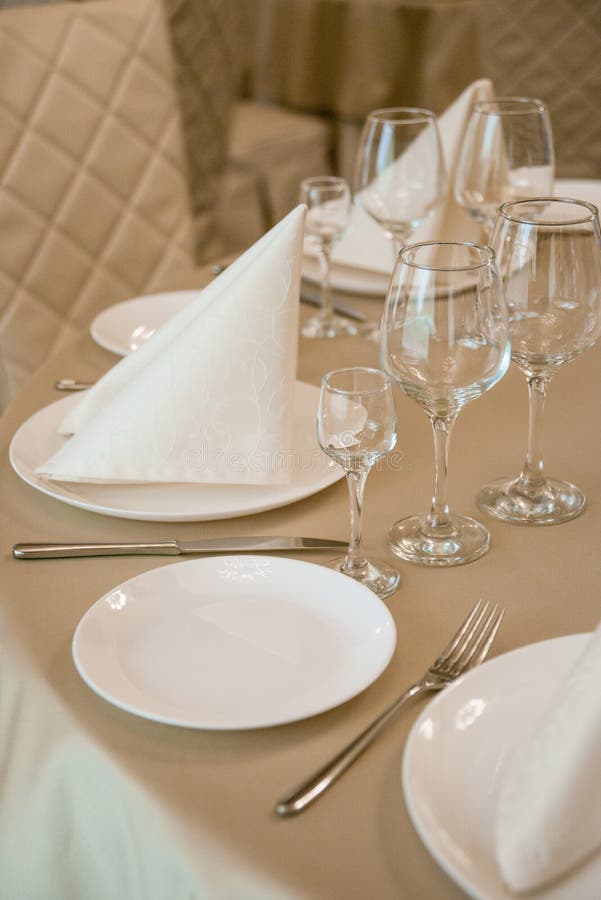 Elegant Serving of a Festive Dinner in the Restaurant Table Stock Photo ...