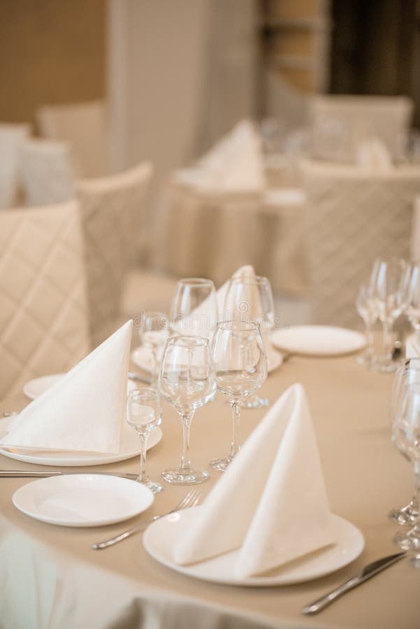Elegant Serving of a Festive Dinner in the Restaurant Table Stock Photo ...