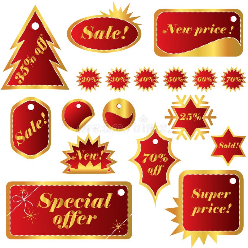 Elegant Set of Red Winter Sales Tags Stock Vector - Illustration of ...