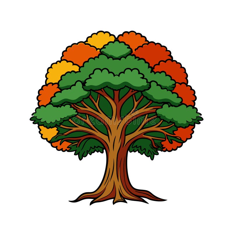 Elegant Shagbark Hickory Tree Artwork Stock Illustration - Illustration ...