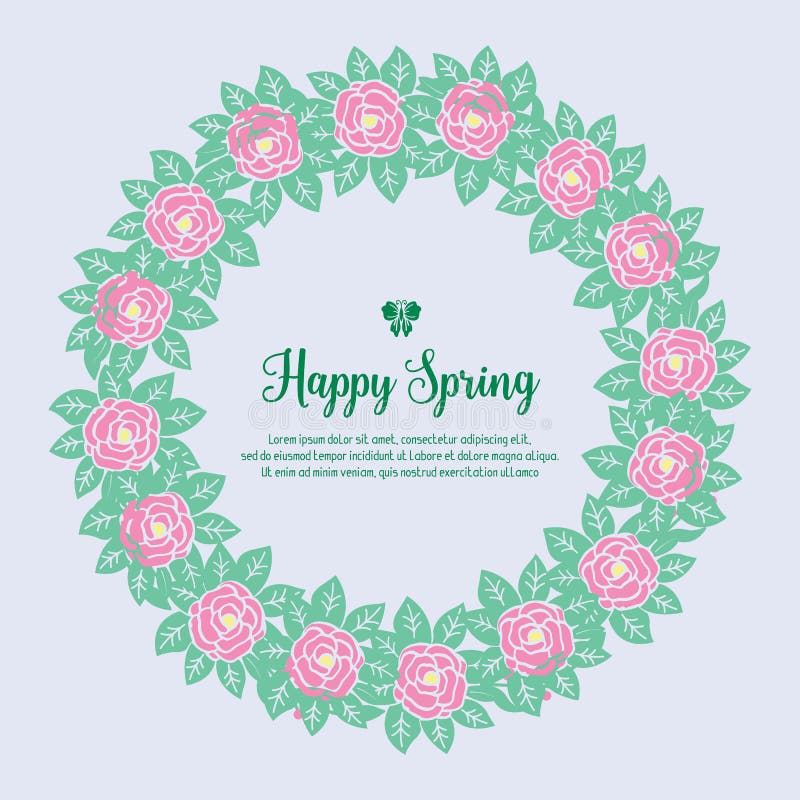 Elegant Shape of Happy Spring Invitation Card, with Cute Leaf and ...