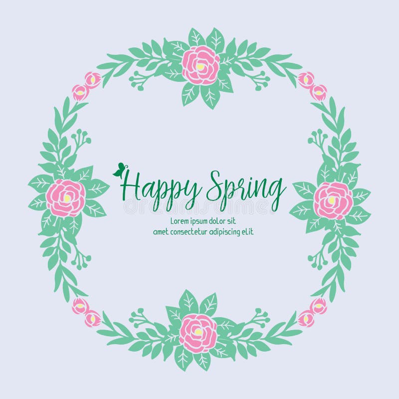 Elegant Shape of Happy Spring Invitation Card, with Cute Leaf and ...