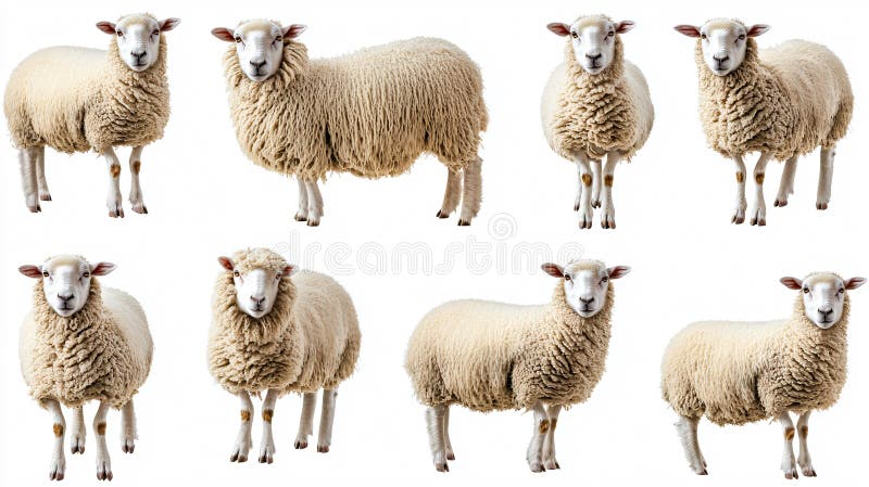 Elegant Sheep Portrait Standing in Animal Collection Bundle Stock Photo ...