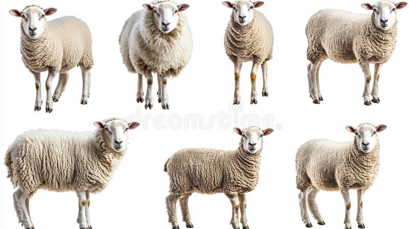 Elegant Sheep Portrait Standing in Animal Collection Bundle Stock Photo ...