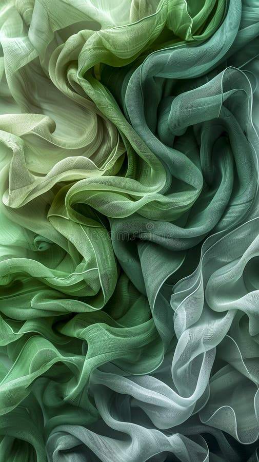 Elegant Sheer Green Fabric Undulating in Waves Creating a Soft and ... Elegant Sheer Green Fabric Undulating in Waves Creating a Soft and ...