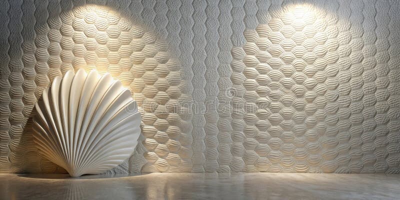 Elegant Shell Sculpture Against a Textured Wall with Dramatic Lighting ...