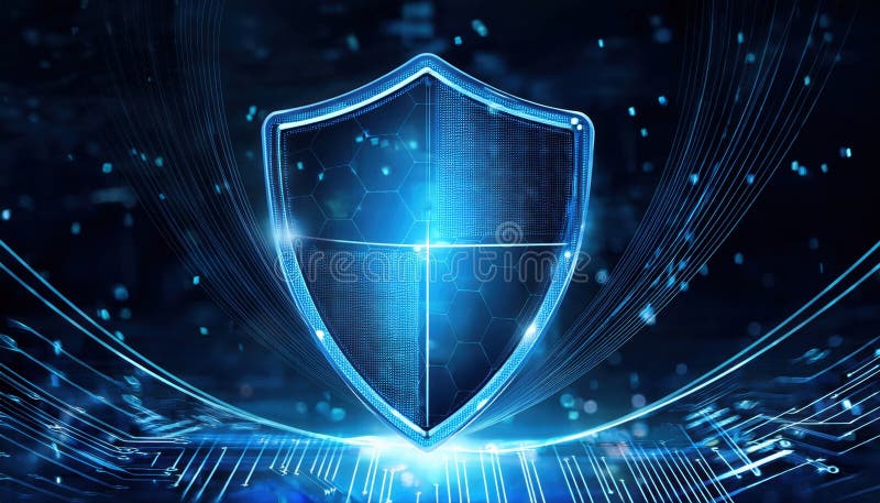 Elegant Shield on Dark Background with Abstract Digital Particles ...