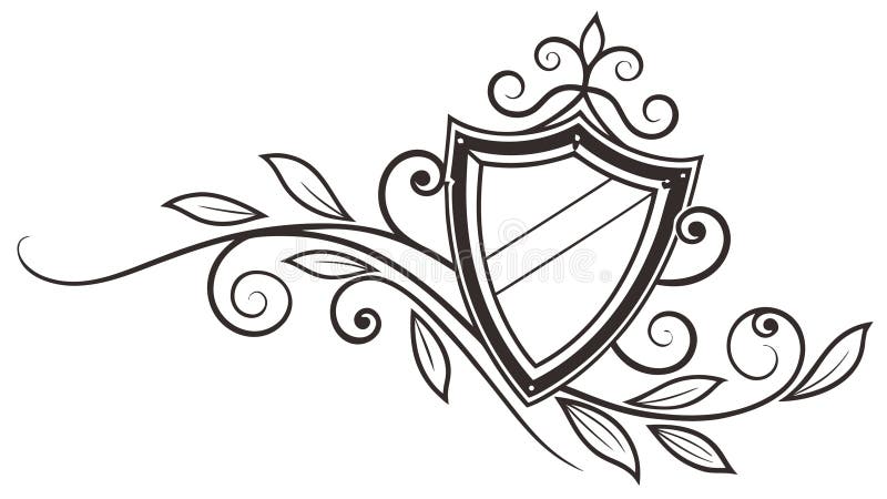Elegant Shield with Ornate Floral Scrollwork, Vector Design Generative AI Stock Vector ...