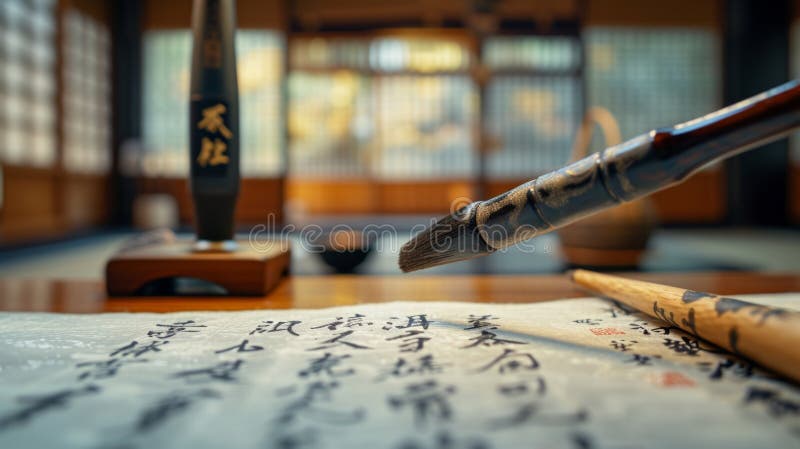 Elegant Shots Capturing the Art of Chinese Calligraphy Stock Image ...
