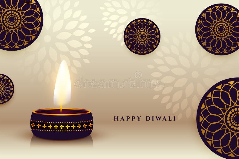 Elegant Shubh Deepavali Template with Glowing Lamp Vector Stock Vector ...